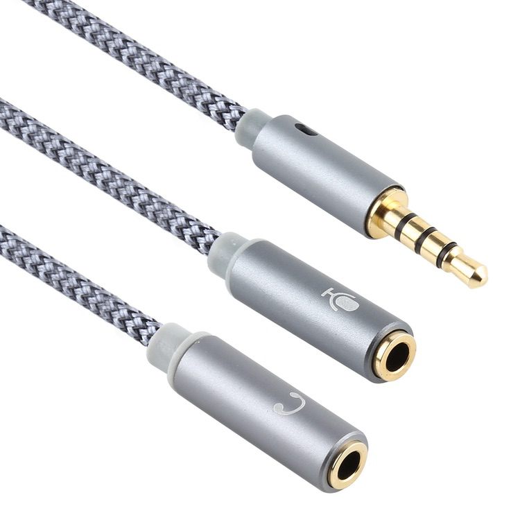 Audio Cable Braided 3.5mm Male to Microphone + Audio Female – CellMart